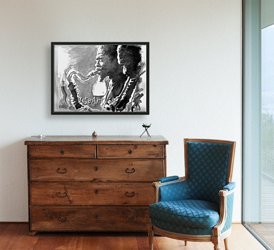 John Coltrane & Eric Dolphy Art Print: Saxophone Jazz Watercolor ...