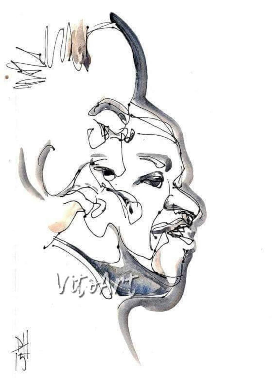 Duke Ellington Count Basie Jazz Art Print Piano Duet Watercolor Ink ...