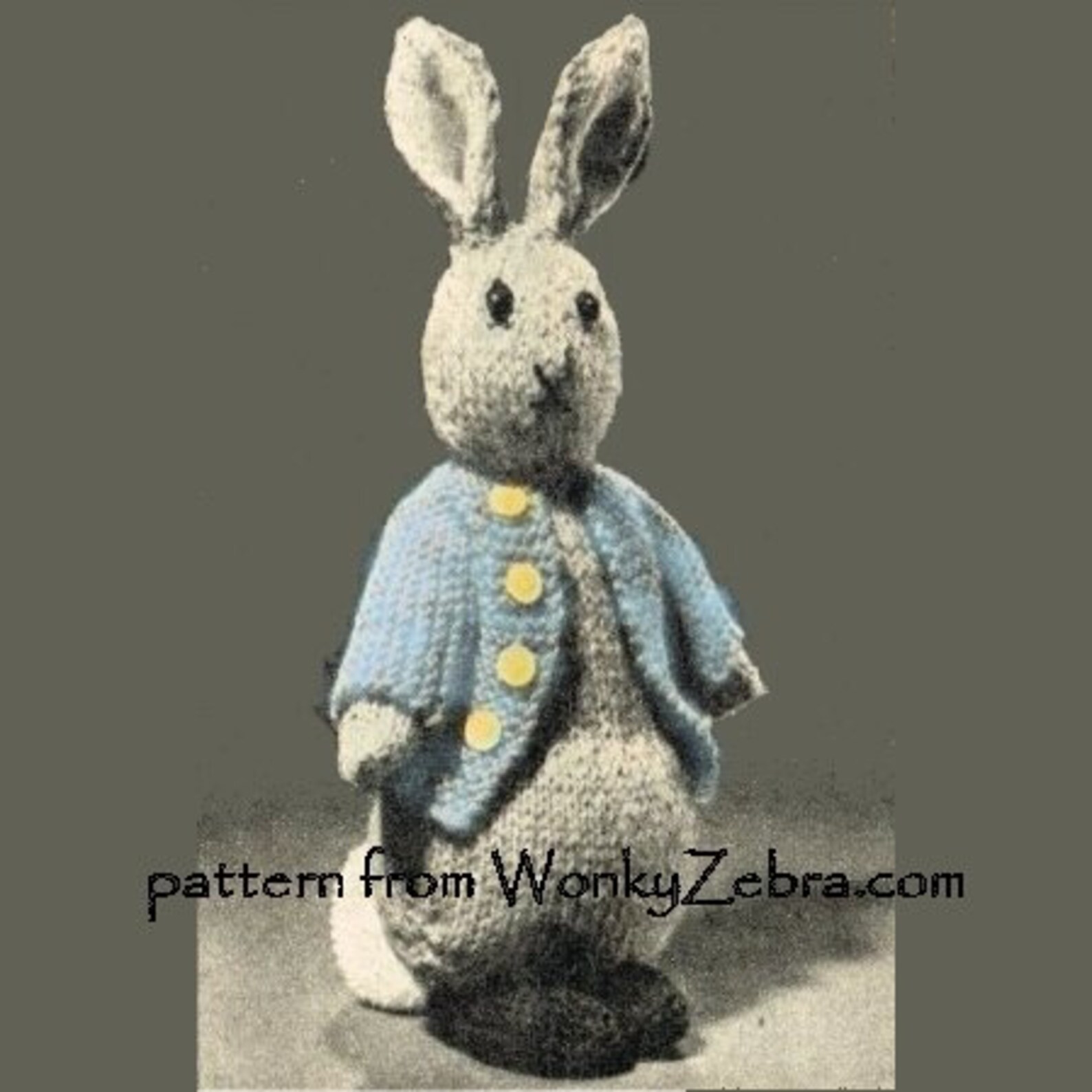 Vintage Rabbit Toy Knitting Pattern Bunny Peter Rabbit With Chart ...
