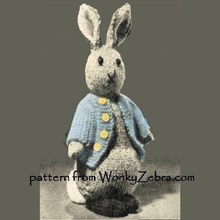 Vintage Rabbit Toy Knitting Pattern Bunny Peter Rabbit With Chart ...