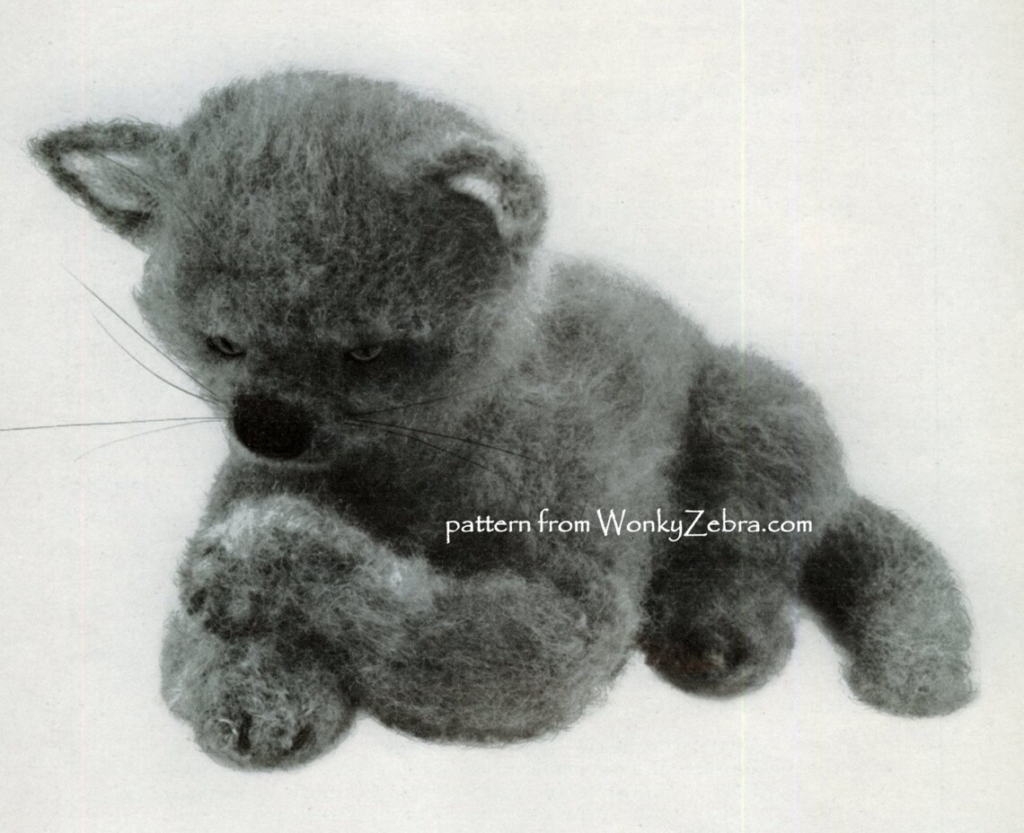 Cat Knitting Pattern Vintage Toy Cat and Mouse Patterns Kosset the Cat ...