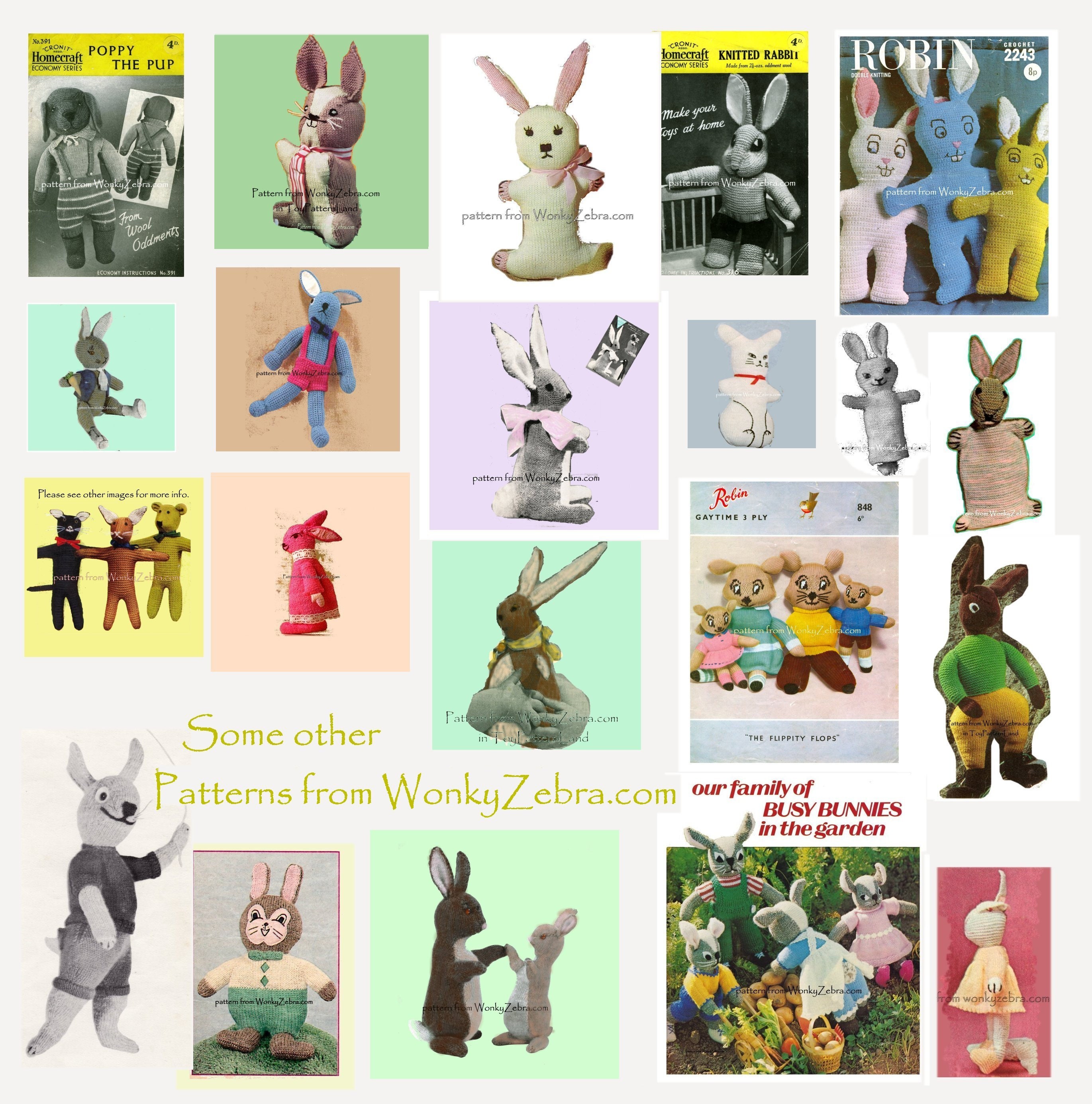 Vintage Rabbit Toy Knitting Pattern Bunny Peter Rabbit With - Etsy