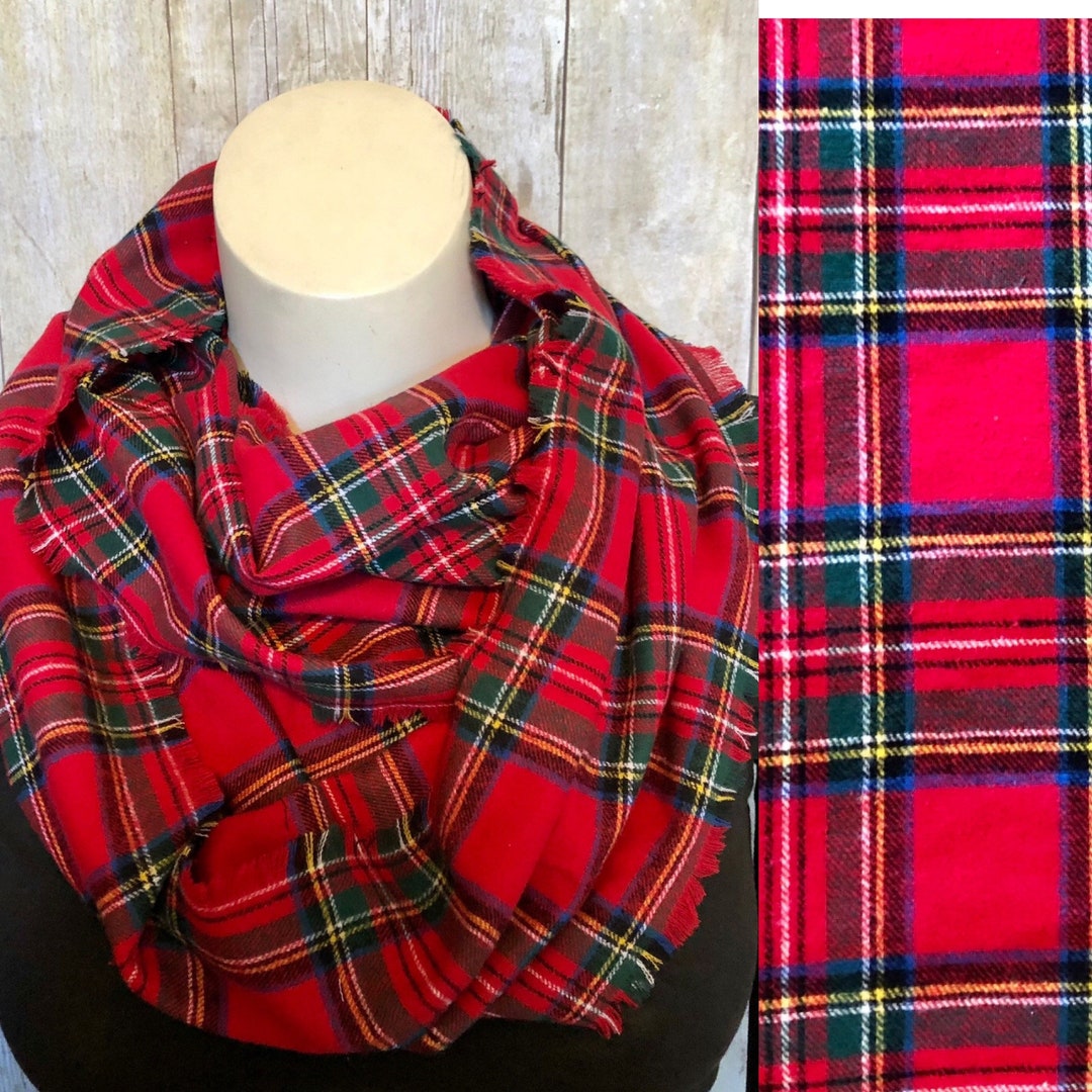 Tartan Plaid Flannel Infinity Scarves: Fringed Cotton Circle Scarves - Etsy