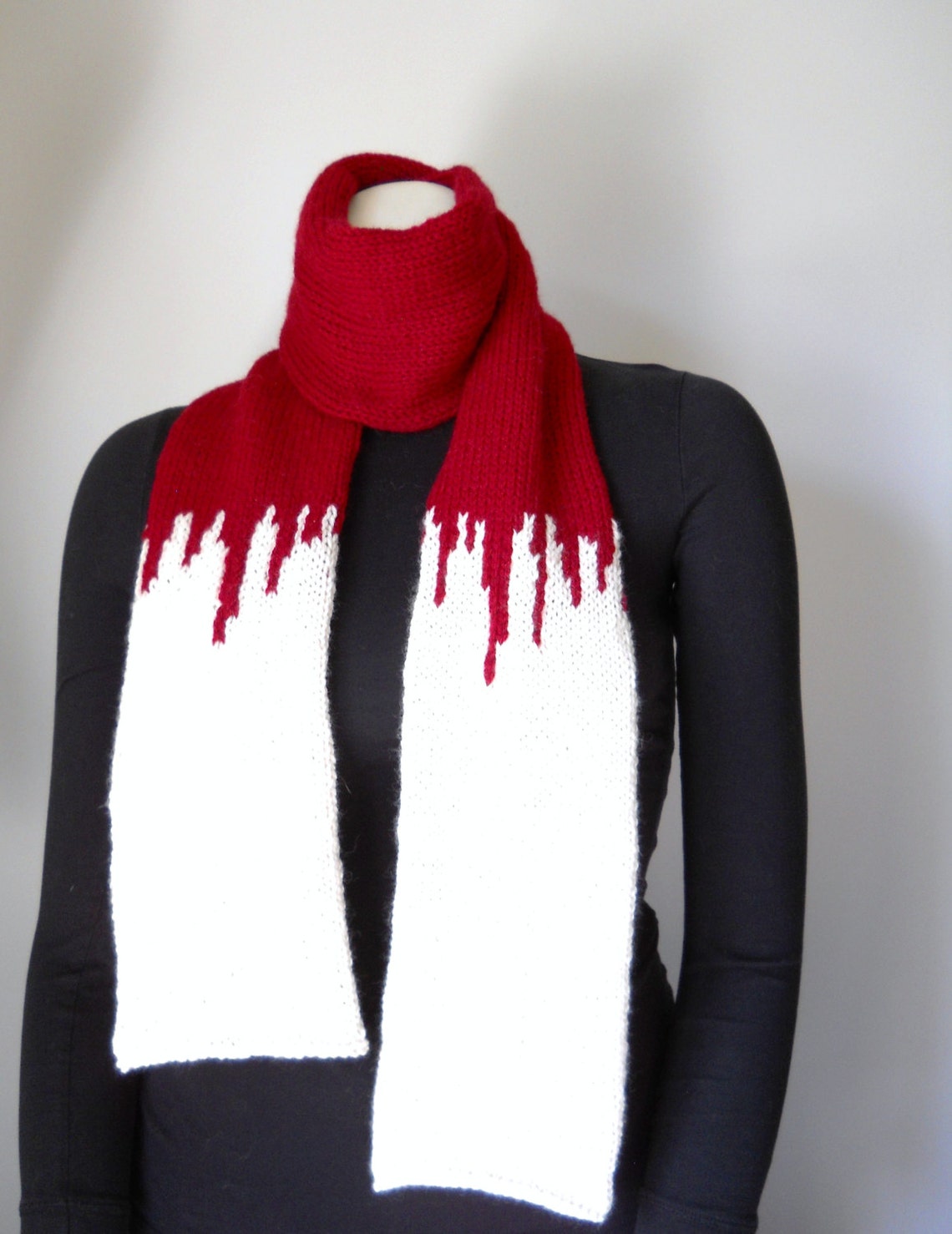 Zombie Apocalypse Scarf, Blood Red and Ivory Scarf, Vampire Tourniquet ...