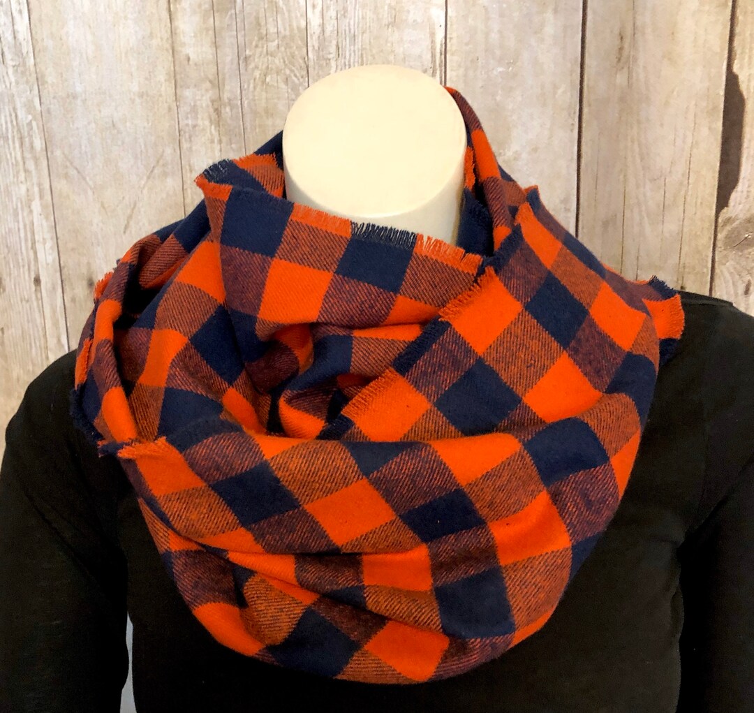 Buffalo Plaid Cotton Flannel Infinity Scarves With Fringe - Etsy