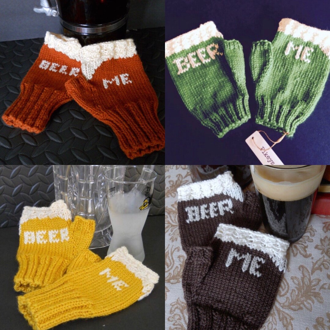 The Beer Me Fingerless Gloves in Four Flavors, Beer Lovers Gloves, Gift ...