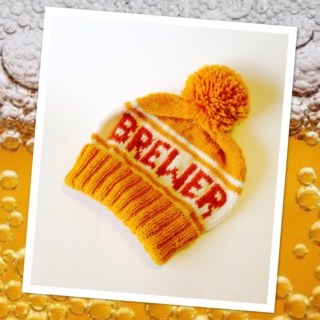 Brewer Pom Pom Beanie, Home Brewer Hat, Gift for Craft Beer Lovers ...