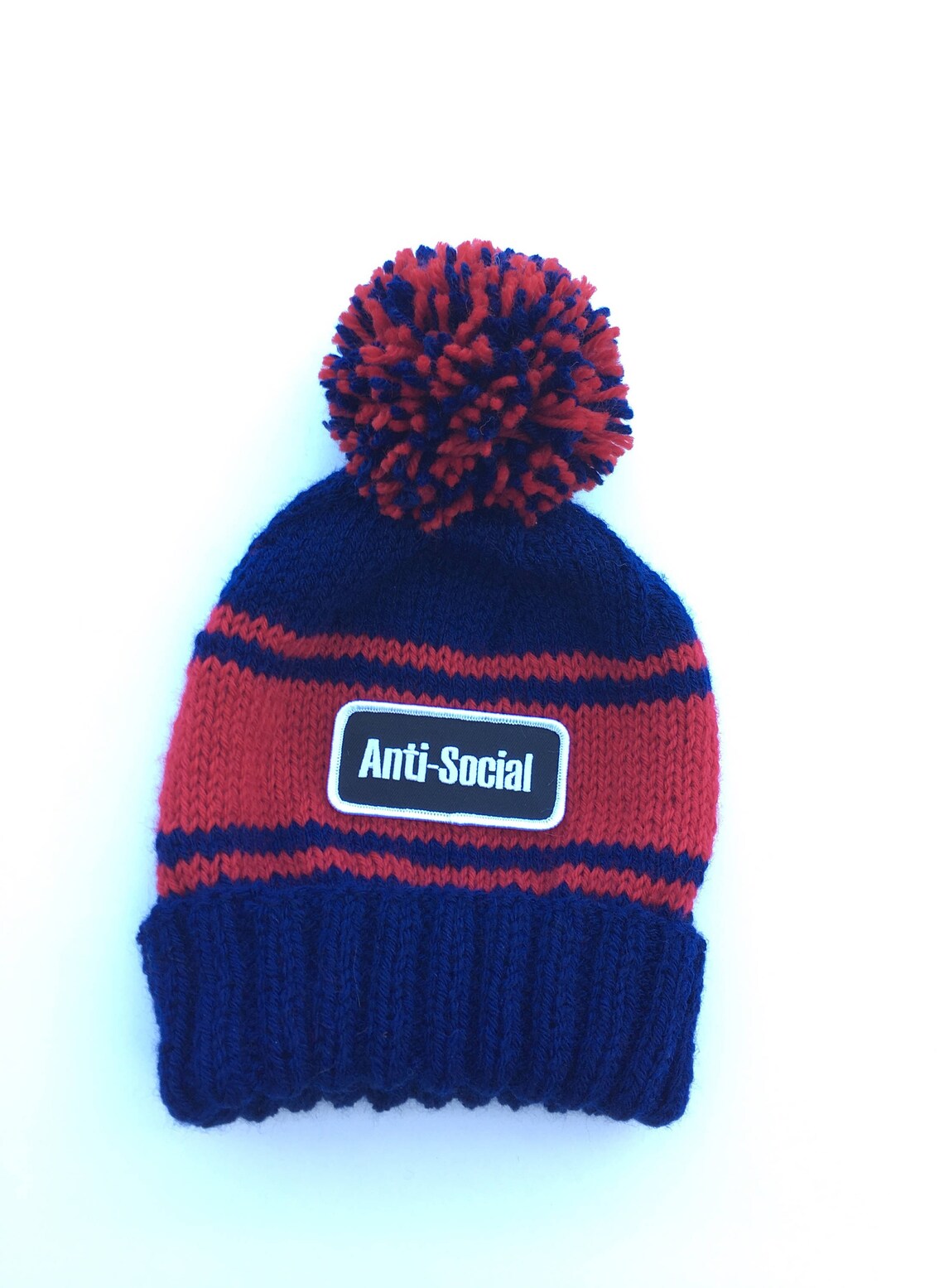 Instant Download Knitting Pattern, Old School Striped Pom Pom Beanie ...