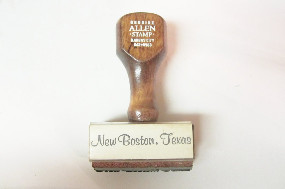Vintage Allen Wooden Handle Stamp, Stamp, New Boston Texas Rubber Stamp ...