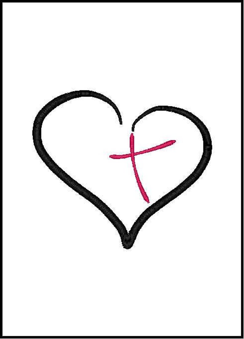 Cross embroidery design cross with heart embroidery designs | Etsy