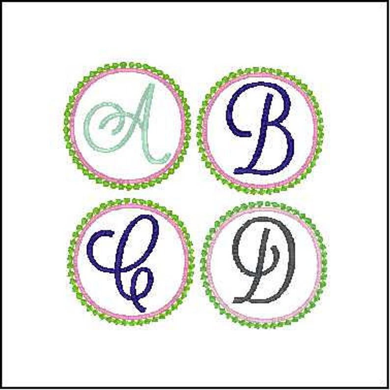 Monogram alphabet circle applique monogram font monogram | Etsy