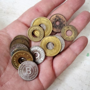 20 Vintage Arcade Tokens Charms Coins , Metal Game Amusement Token ...
