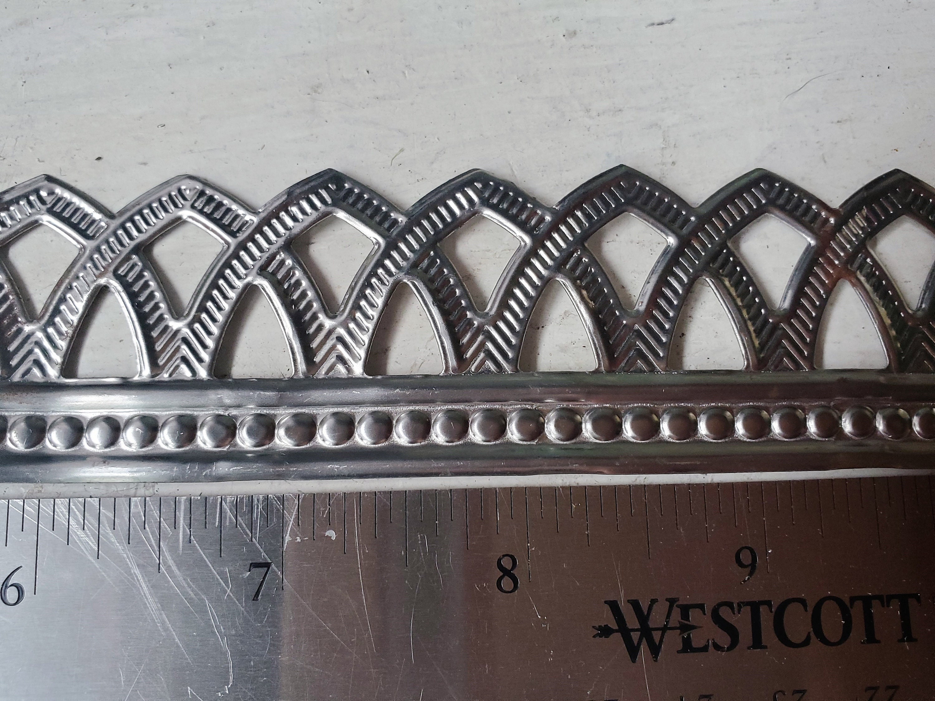 Silvertone Metal lace ribbon tin filigree edging decorative | Etsy