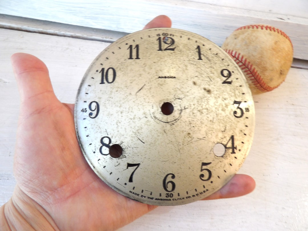 Shabby Antique Vintage Clock Face Ansonia Metal Clockface 5inch Clock ...
