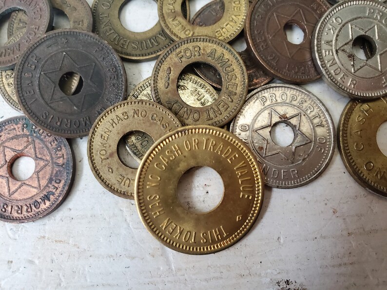 20 Vintage Arcade Tokens Charms Coins Metal Game Amusement | Etsy