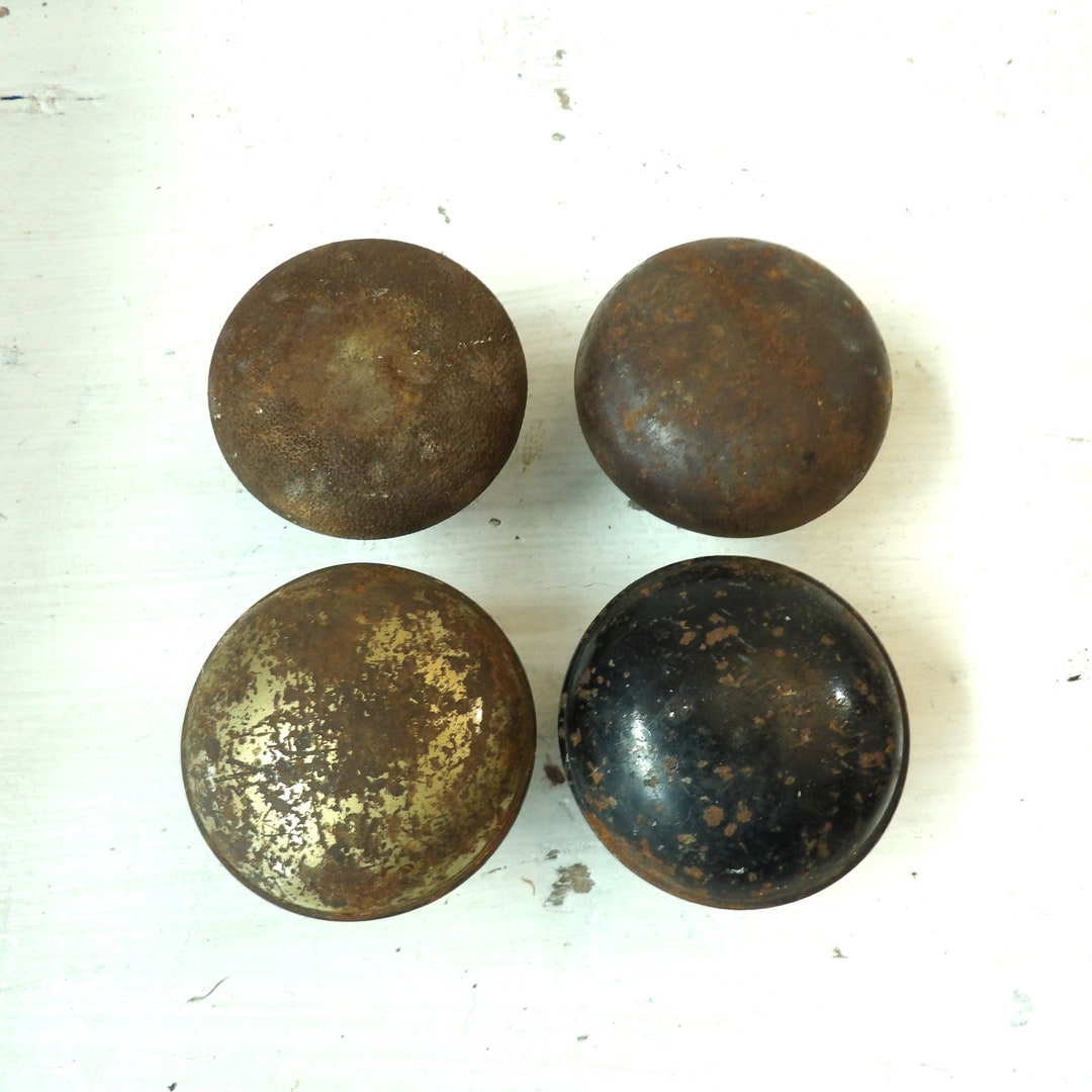 4 Vintage Shabby Rusty Door Knob Metal Doorknobs One Black Painted ...