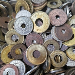 20 Vintage Arcade Tokens Charms Coins , Metal Game Amusement Token ...