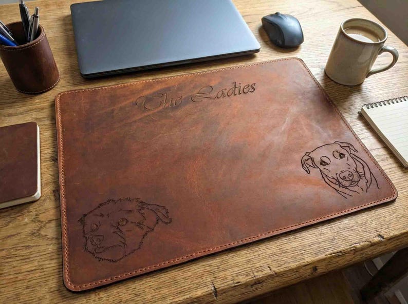 Custom Engraved Leather Desk Mat, Custom Size Desk Pad, Personalized ...