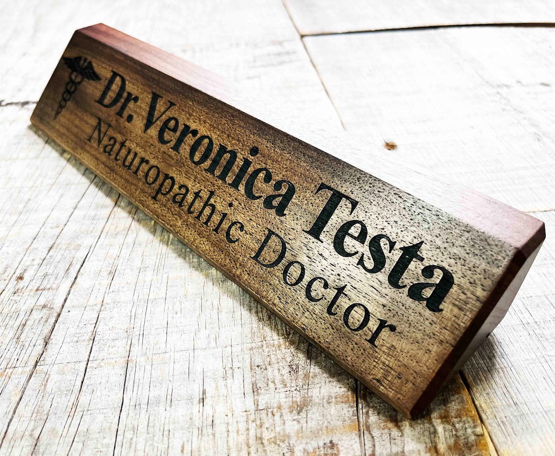 Wooden Desk Name Plates 10 Inch Solid Walnut Wood, Custom Engraved With ...