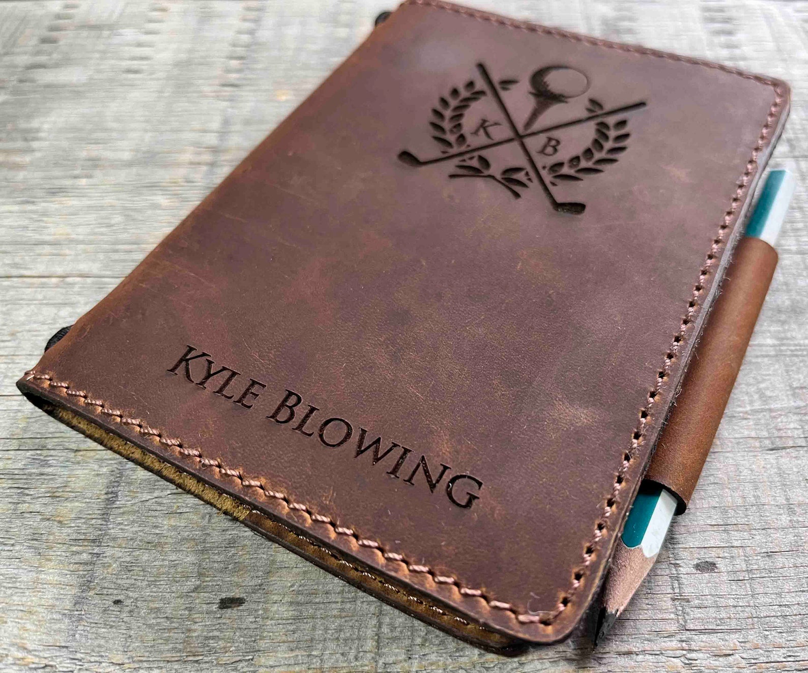 Re-fillable Engraved Leather Golf Log, Personalized, Diary, Notebook ...