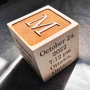 Personalized Wooden Baby Blocks, Solid Hard Maple Christening Block ...