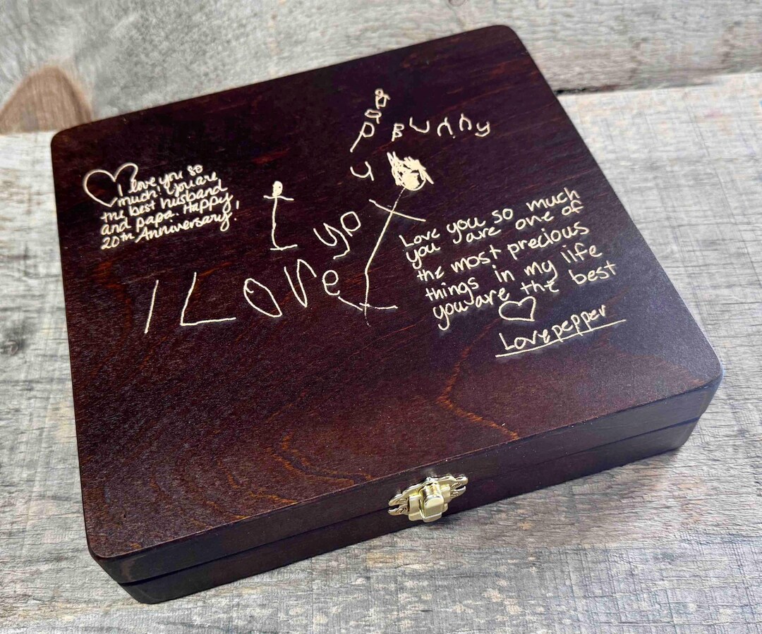 Handwriting Engraved Into This Custom Engraved Wooden Box, Mothers Day ...