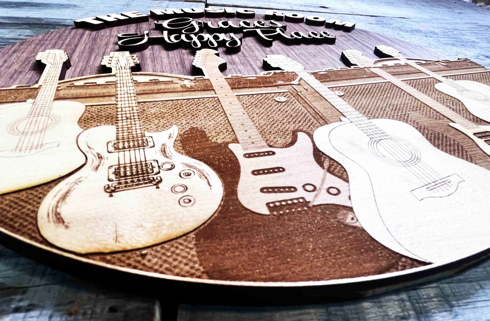 Custom Circular Dual Layer Wooden Sign. Engraved and Cut by Laser ...