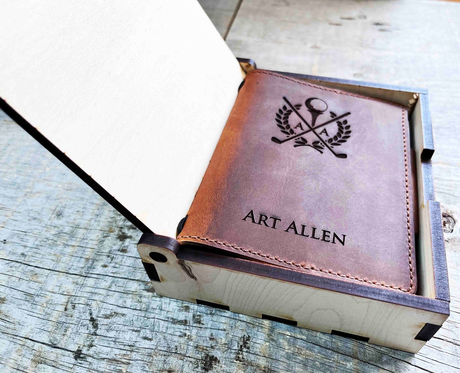 Re-fillable Engraved Leather Golf Log, Personalized, Diary, Notebook ...