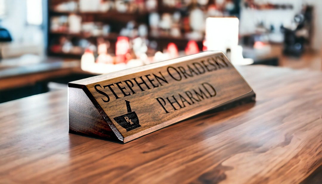 Personalized Wooden Desk Name Plates 10 Inch Solid Walnut Wood, Custom ...