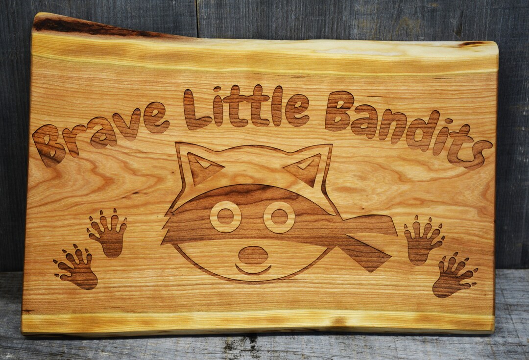 Cherry Wood Signs Live Edge Laser Engraved Personalized Custom Wall Art ...