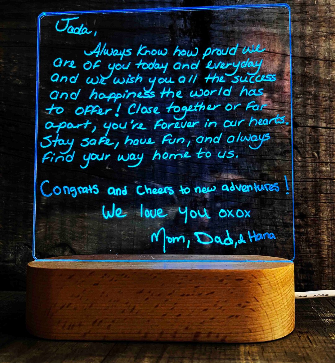 Handwriting Engraved Into Custom LED Light Sign. Memorial Sign ...