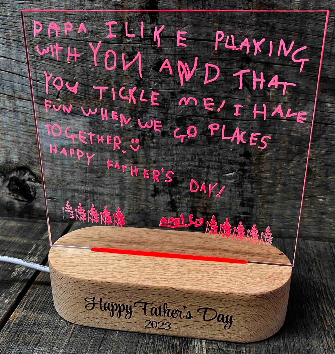 Child's Handwriting Custom LED Light Sign. Happy Fathers Mothers Day ...