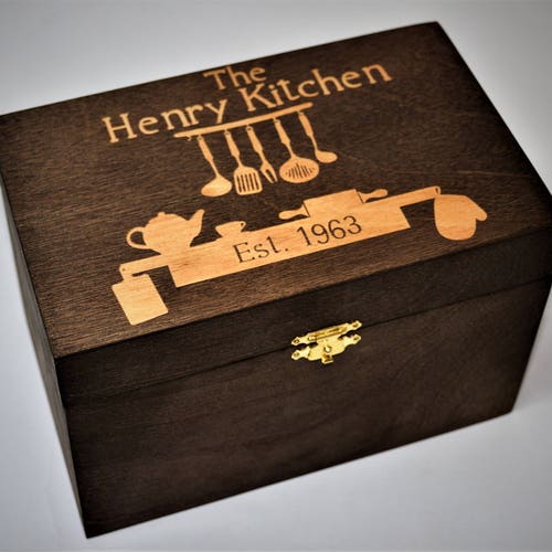 Custom Recipe Box Engraved Wood Recipe Box Personalized - Etsy