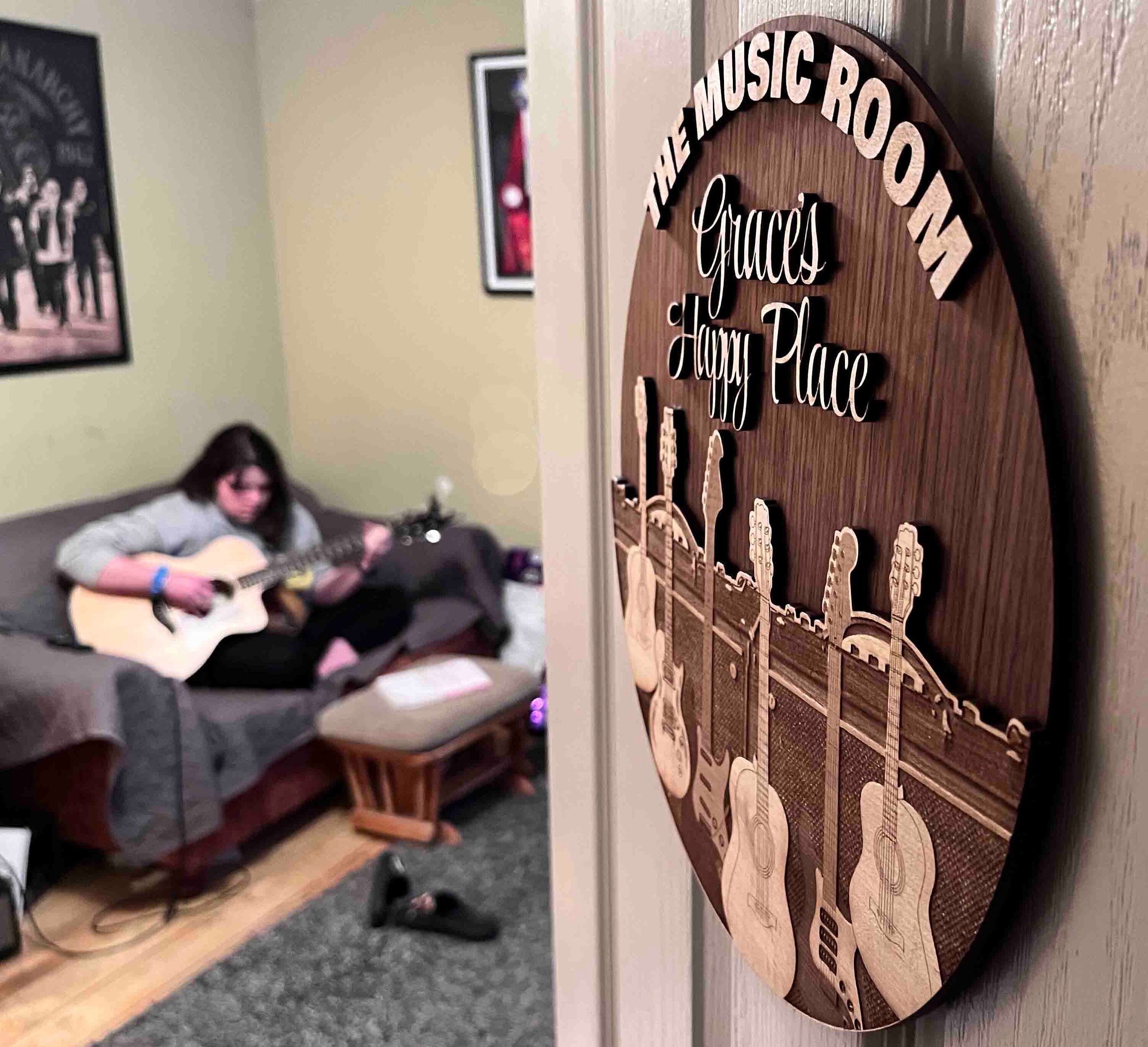 Custom Circular Dual Layer Wooden Sign. Engraved and Cut by Laser ...