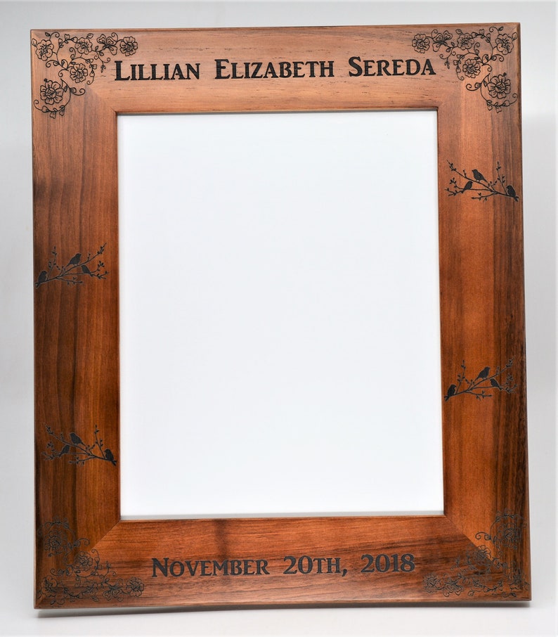 Walnut or Alder Laser Engraved Wooden Picture Frames Personalized. All ...