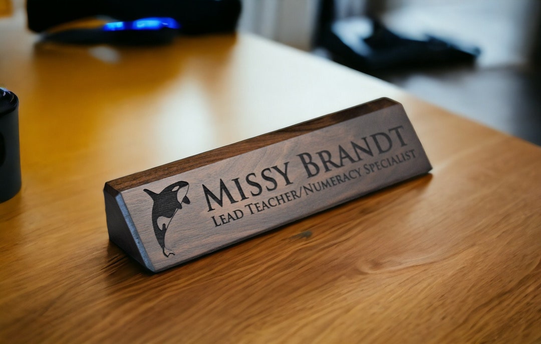Personalized Wooden Desk Name Plates 10 Inch Solid Walnut Wood, Custom ...