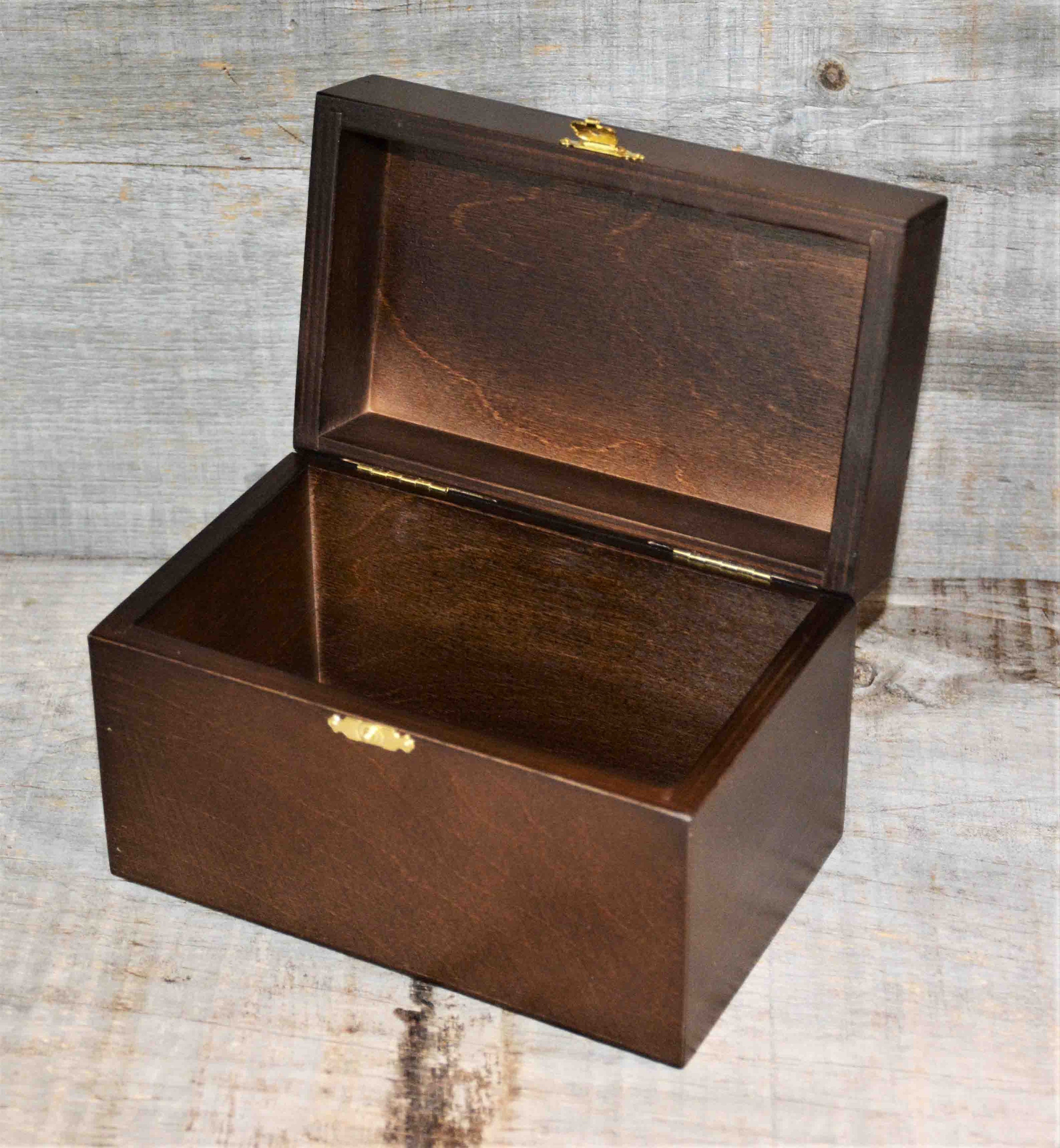 Custom Engrved Wooden Recipe Box. Walnut Stain Wood Box | Etsy