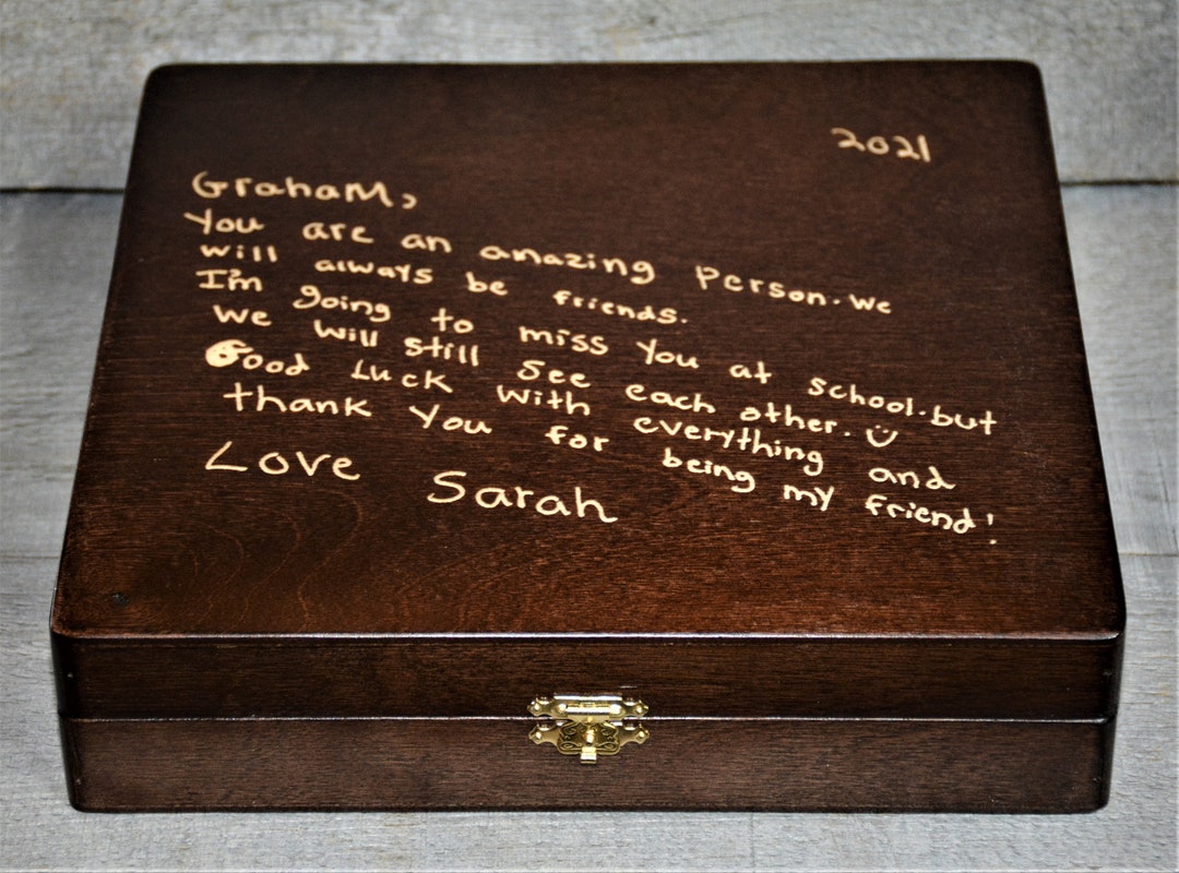 Handwriting Engraved Into This Custom Engraved Wooden Box, Mothers Day ...