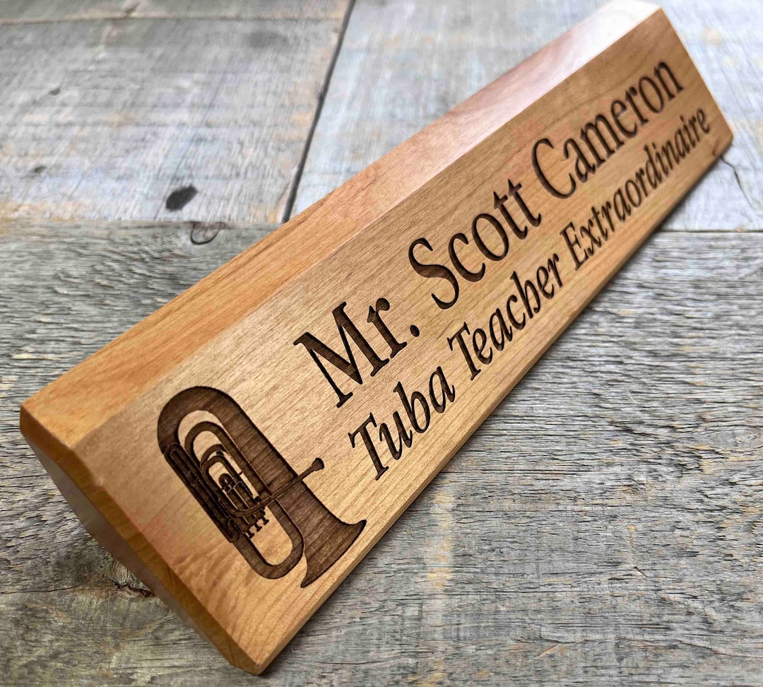 Personalized Wooden Desk Name Plates 10 Inch Solid Adler Wood, Custom ...