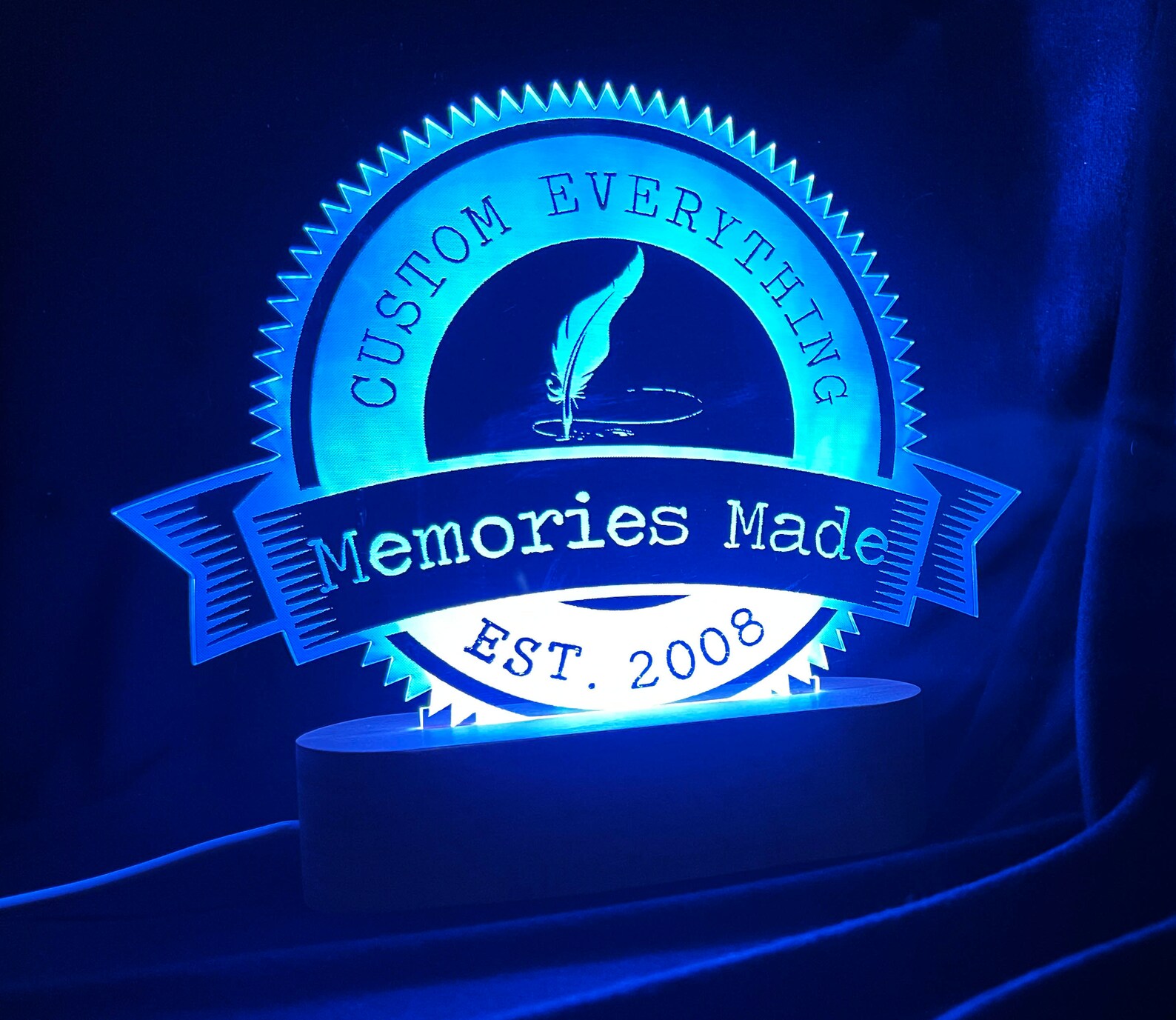 Logo Graphic Text Engraved Custom LED Light Sign, 7 Colors Personalized ...