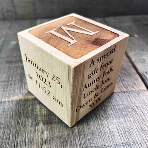Personalized Wooden Baby Blocks, Solid Hard Maple Christening Block ...