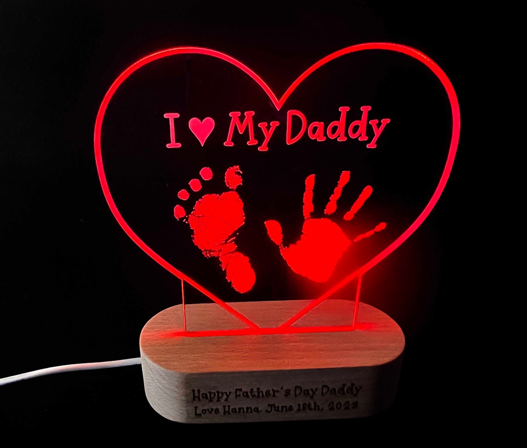 Father's Day Custom Light Sign With Hand And/or Foot Prints 7 Colors ...