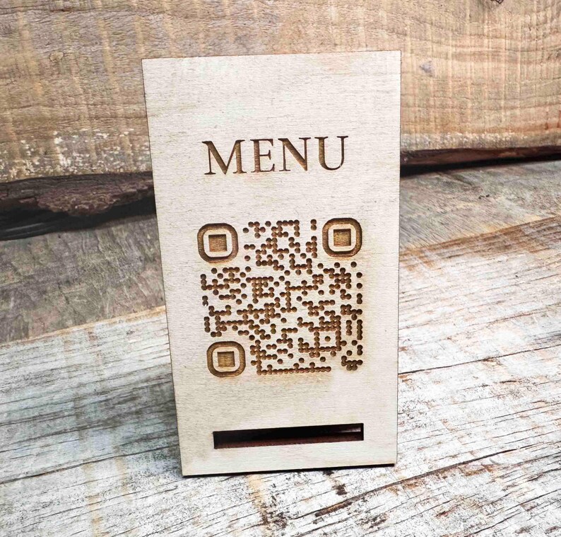 Custom Engraved Wooden QR Code Sign | Personalized Business Logo | Scan ...