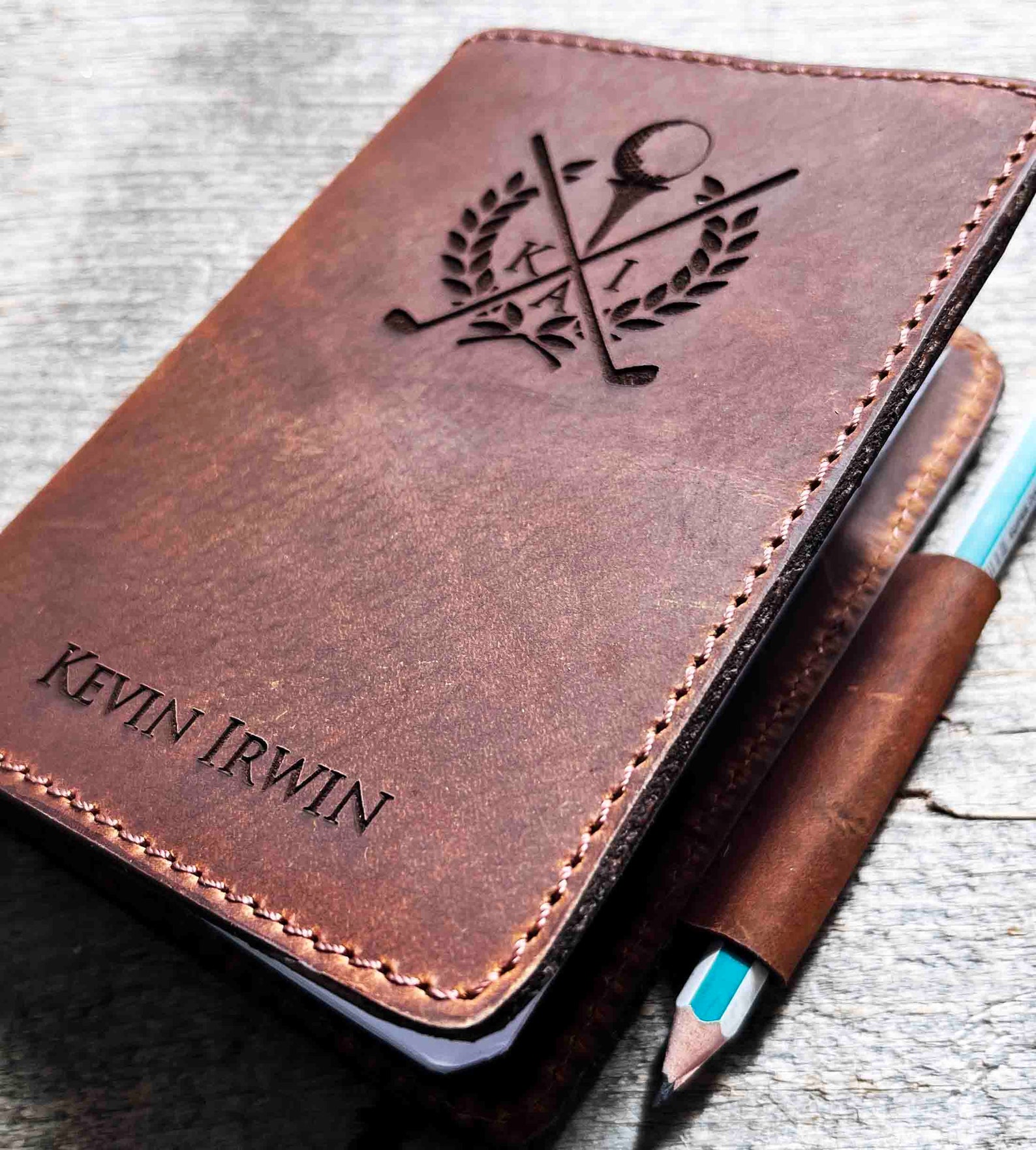 Re-fillable Engraved Leather Golf Log, Personalized, Diary, Notebook ...