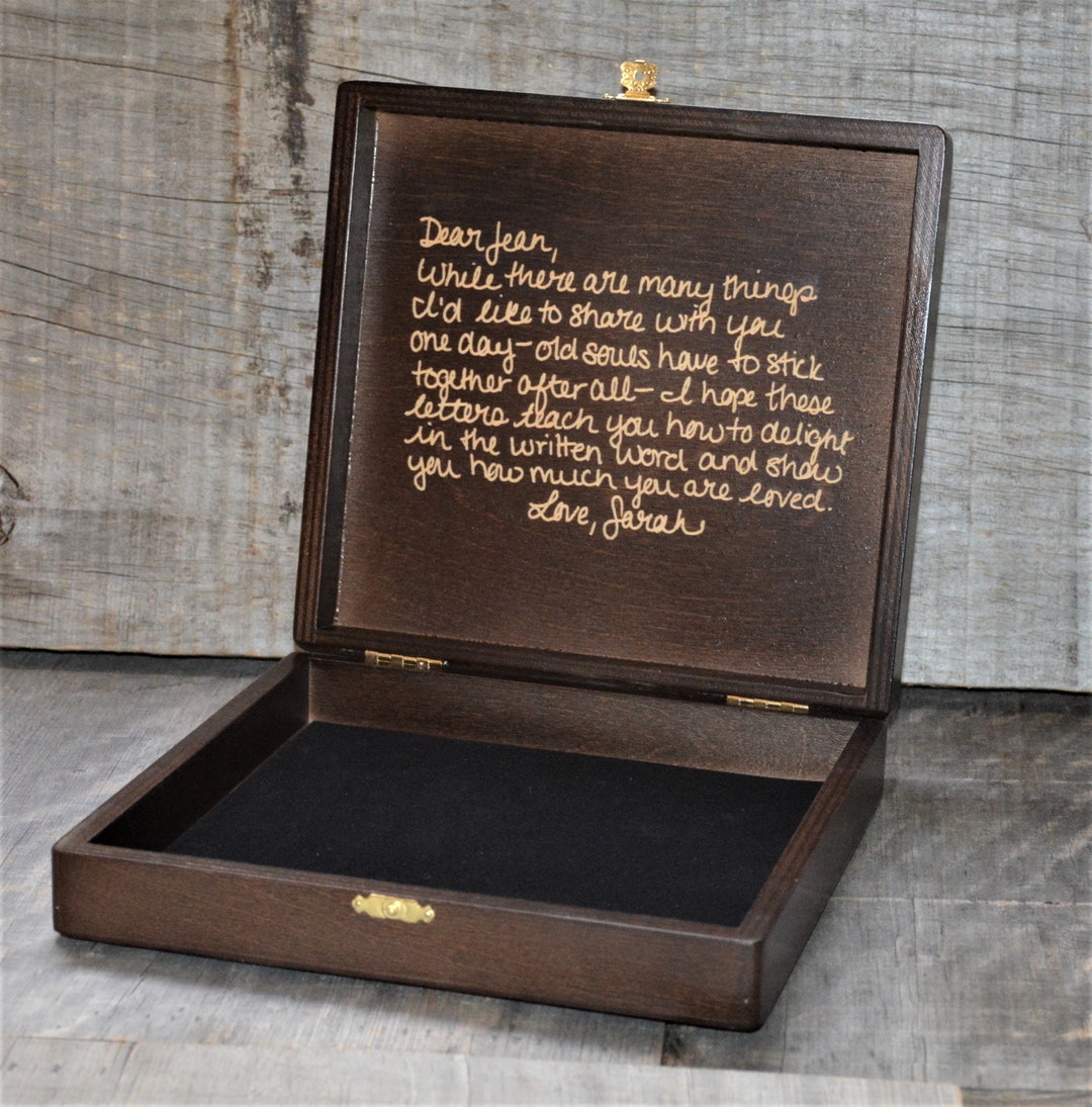 Handwriting Engraved Into This Custom Engraved Wooden Box, Mothers Day ...