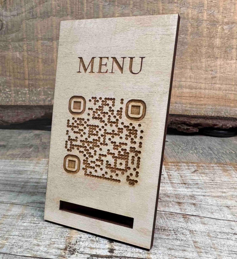 Custom Engraved Wooden QR Code Sign | Personalized Business Logo | Scan ...