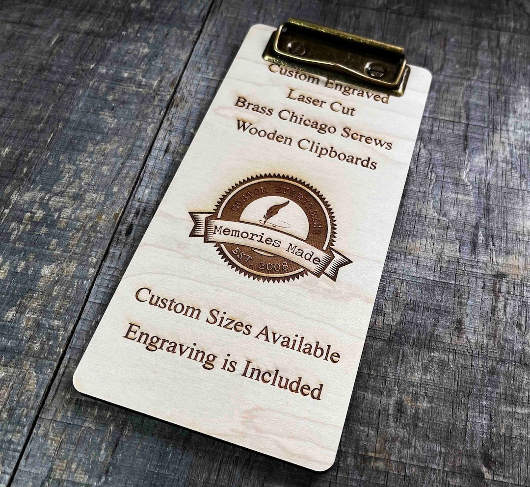 Personalized Clipboard Engraved With Text/logo Wood With Antique Brass ...