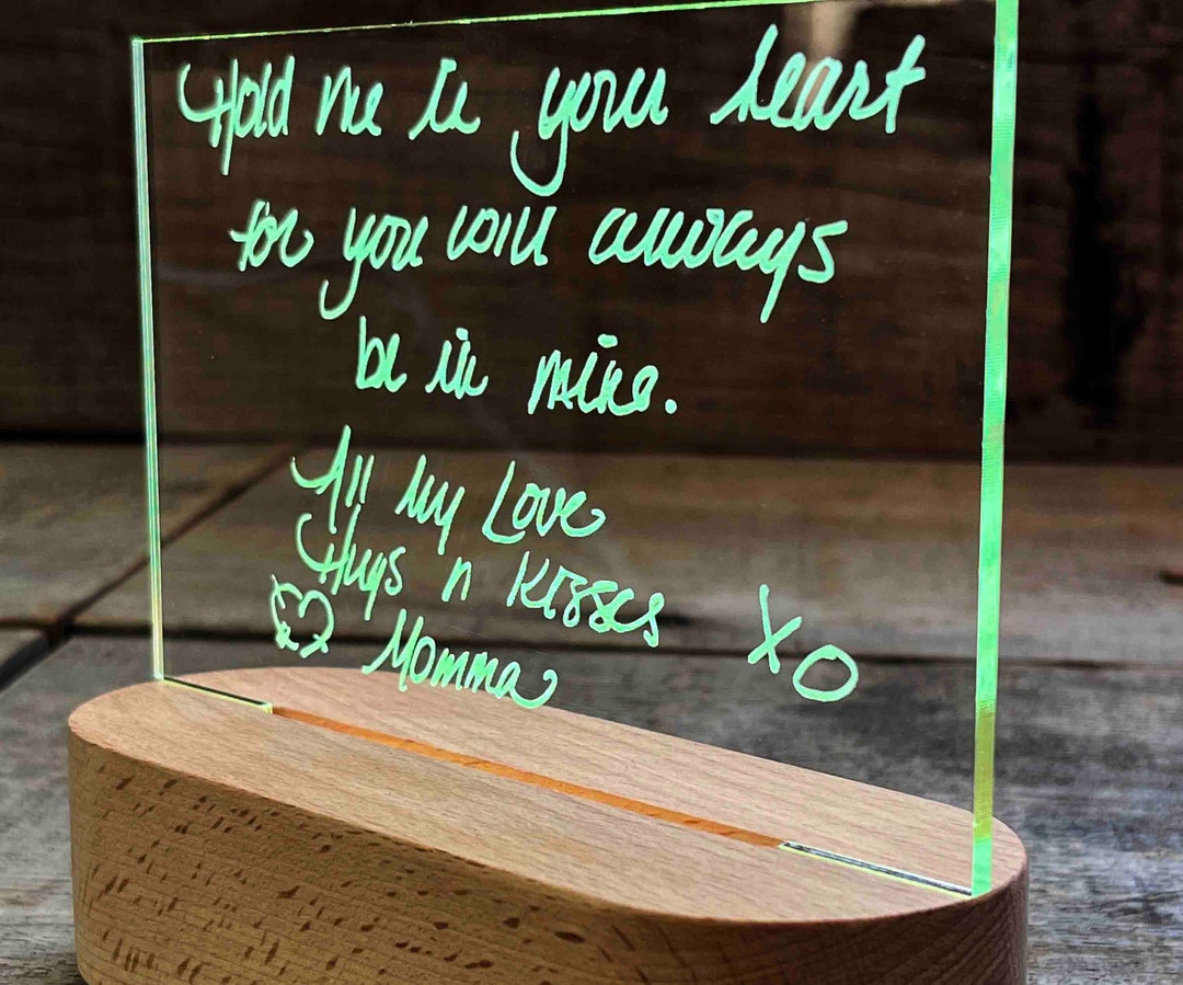 Handwriting Engraved Into Custom LED Light Sign. Memorial Sign ...