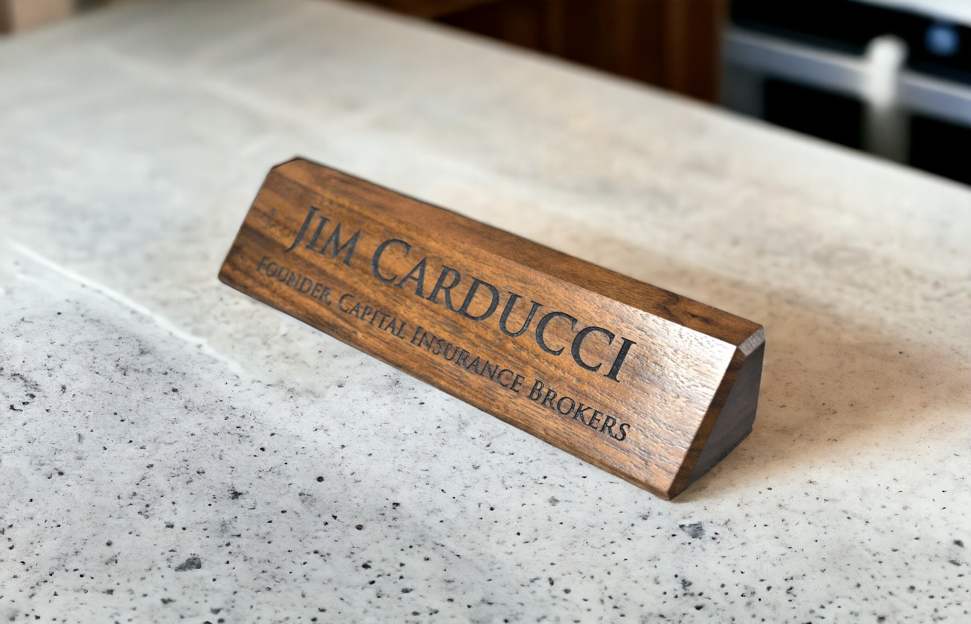 Personalized Wooden Desk Name Plates 10 Inch Solid Walnut Wood, Custom ...
