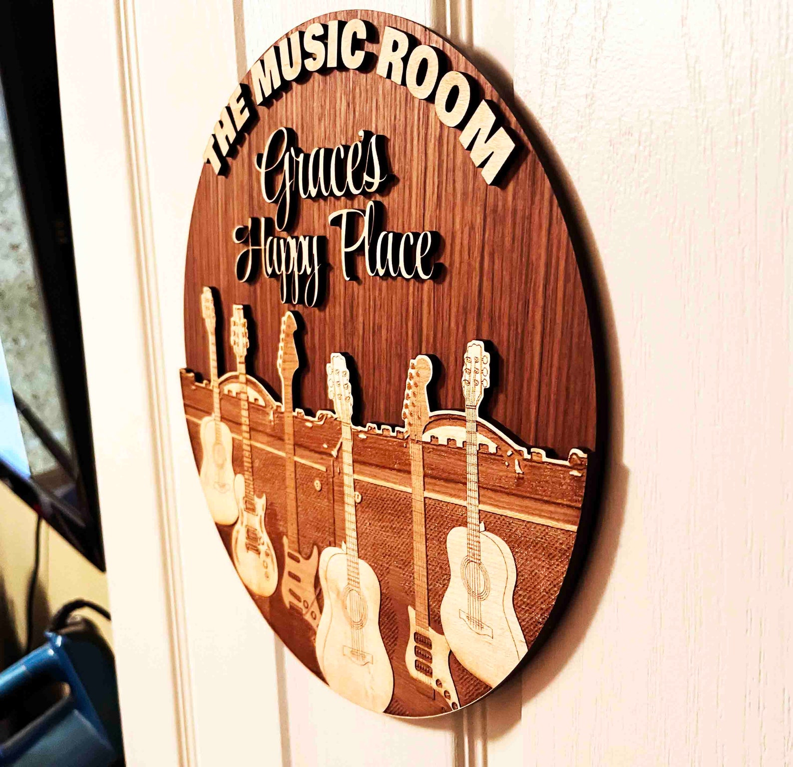 Custom Circular Dual Layer Wooden Sign. Engraved and Cut by Laser ...